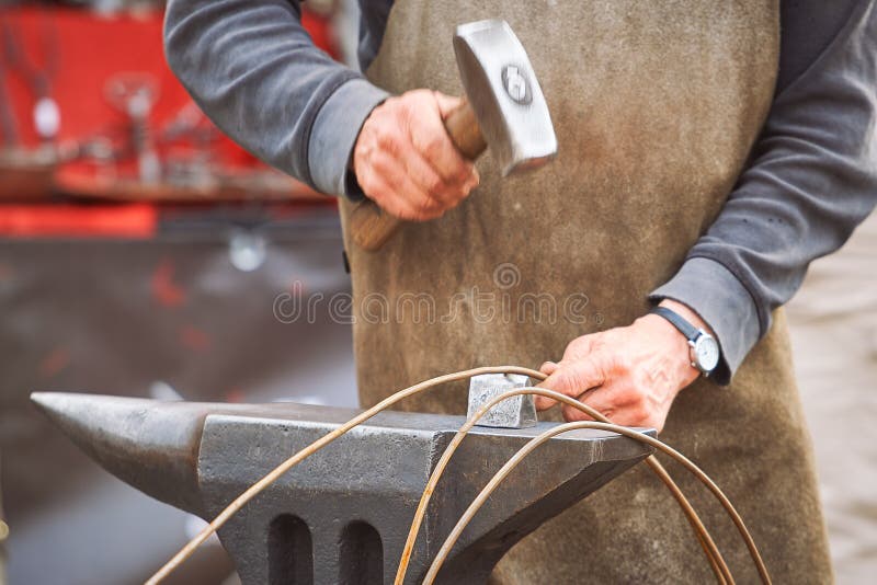 Blacksmith Works with an Anvil Like he Used To Stock Image - Image of ...