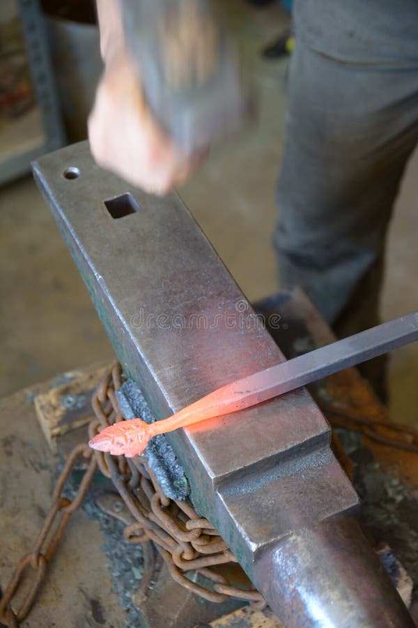 Blacksmith in His Home Workshop Making Tools Stock Photo - Image of ...