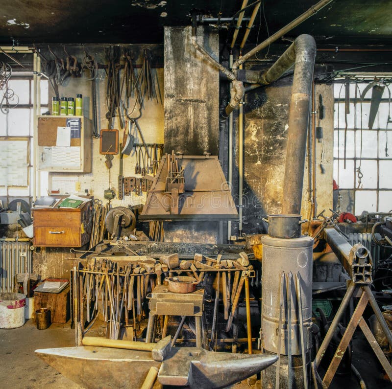 Old blacksmith workshop stock photo. Image of toolkit - 63247764