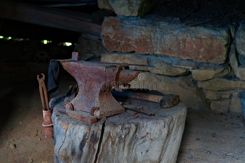 Anvil in Old Abandoned Village Smithy Stock Image - Image of winter ...
