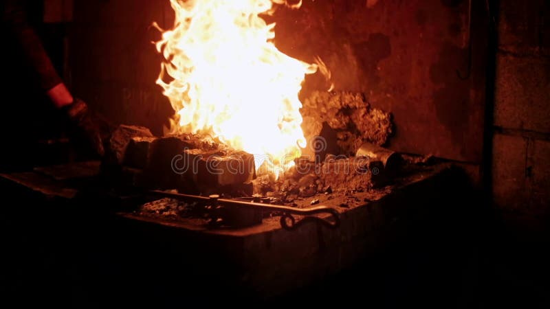 A Forge in a Flame of Fire. Blacksmithing Craft Stock Video - Video of ...