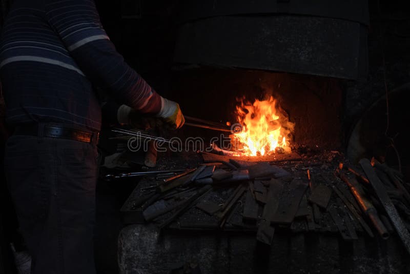 Blacksmiths and Fire, Hand Made Metal Working Stock Image - Image of ...