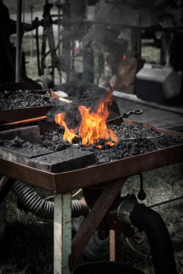 Blacksmiths forge stock image. Image of iron, ashes, fiery - 27548779