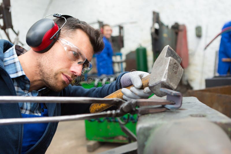 Blacksmiths Work As Forging Forging on Metal Stock Photo - Image of ...