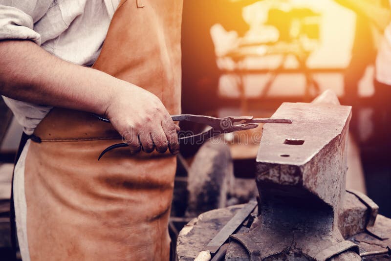 Blacksmiths Work As Forging Forging on Metal. Stock Photo - Image of ...