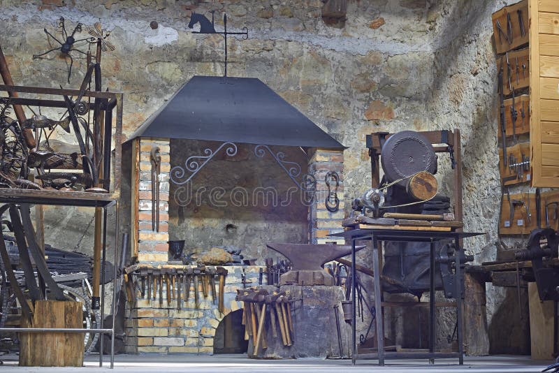 The Interior of a Blacksmiths Workshop Stock Photo - Image of history ...