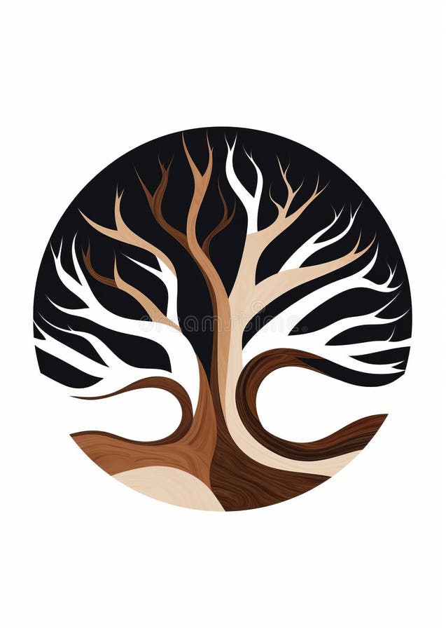 Majestic Tree Icon in Modern Woodcut Style Composition Stock ...