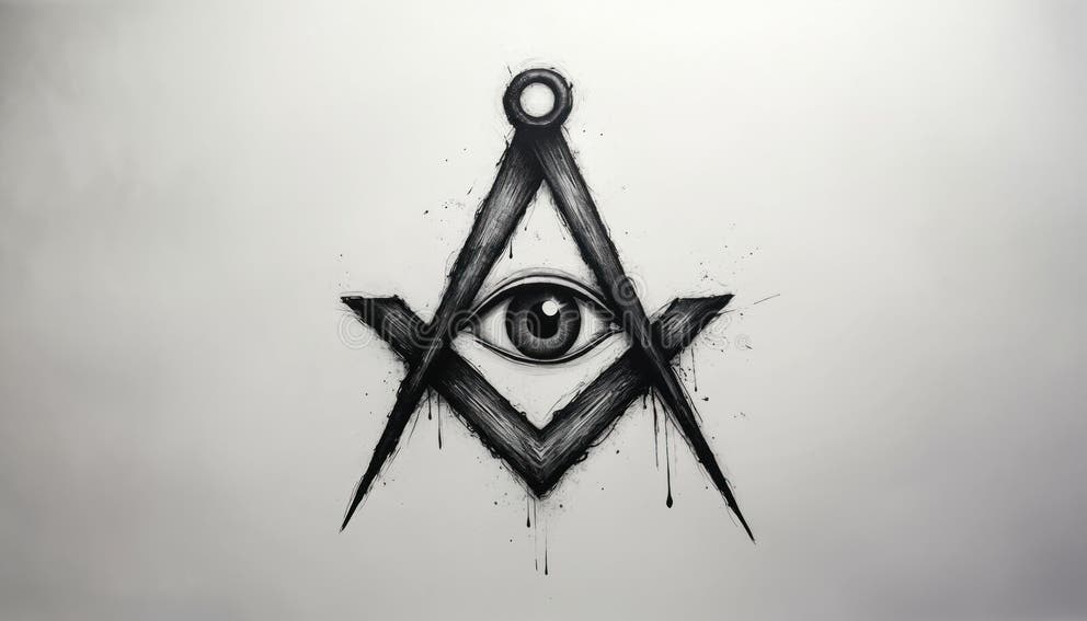 Blackwork Style Illustration of Masonic Symbol. Includes Eye in ...