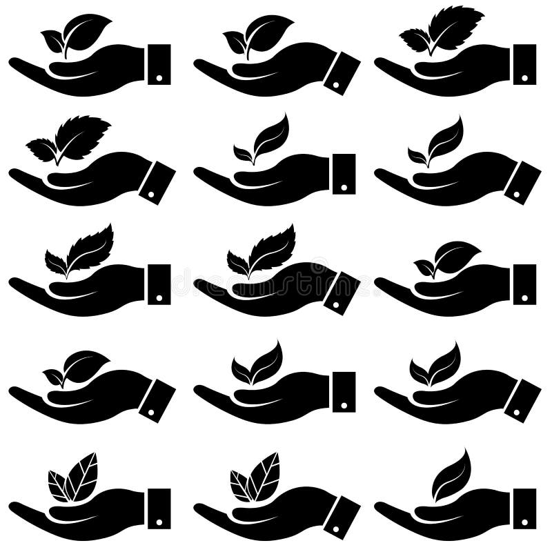 Blad in hand pictogram vector illustratie. Illustration of handen ...