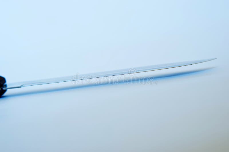Blade of a Large Sharp Kitchen Knife on a Light Surface Stock Image ...