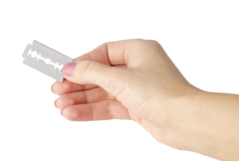 Blade of a Razor in His Hand Stock Image - Image of mischief, hand ...