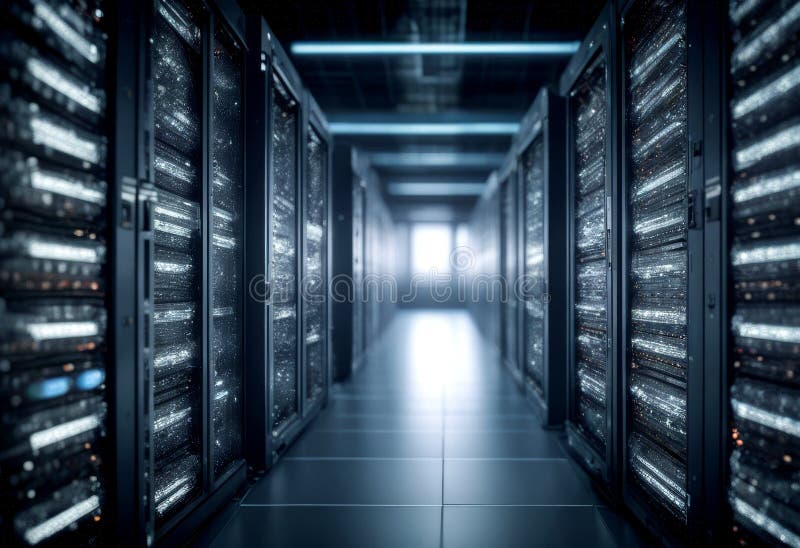 Blade Rows Rendering 3d Center Server Image Data System Datum Rack Network Cloud Computing