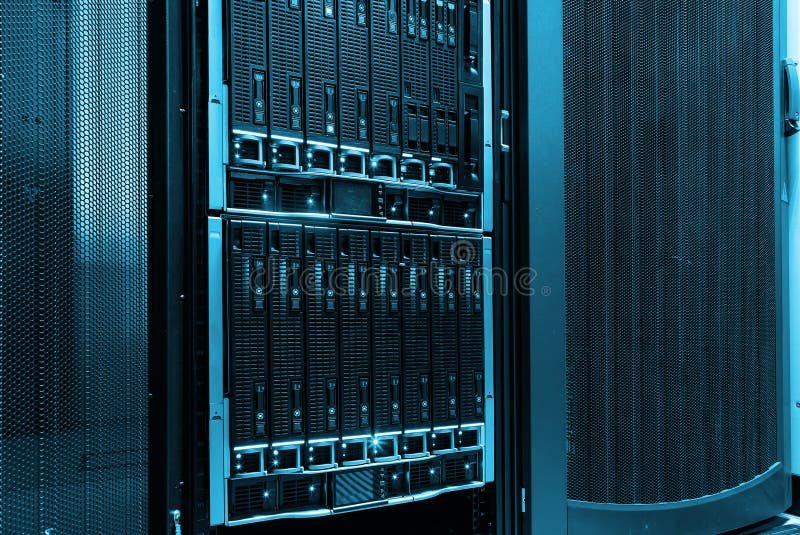 Blade Server Close-up in Series of Mainframes in Data Center Stock ...