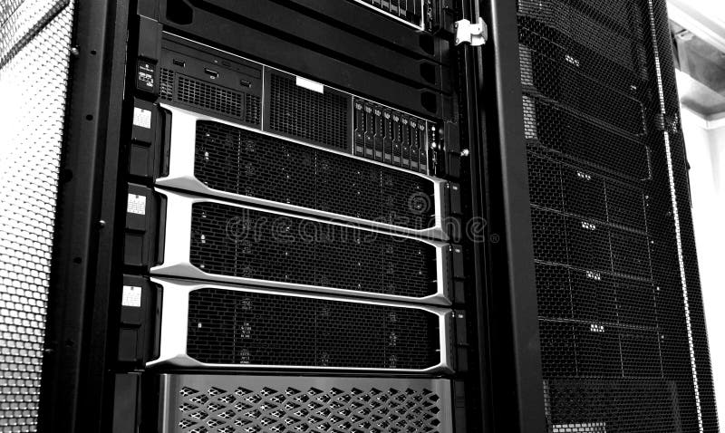 Blade Server in Rack Cluster Hard Drives Storage in Internet Data ...