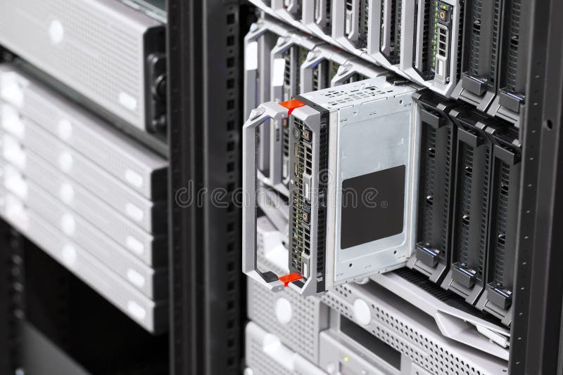 Blade Server Rack in Large Datacenter Stock Image - Image of open ...