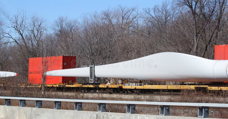 Blade for Windmill Shipped by Train Stock Photo - Image of flatbed ...