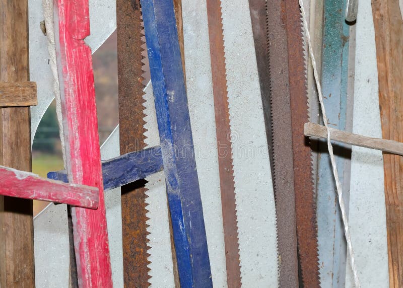 Blades and Handles of Manual Saws in the Carpente S Workshop Stock ...