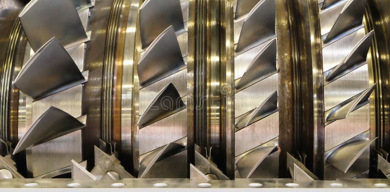 The Blades of the Gas Turbine Engine on the Rotor Disk. Stock Image ...