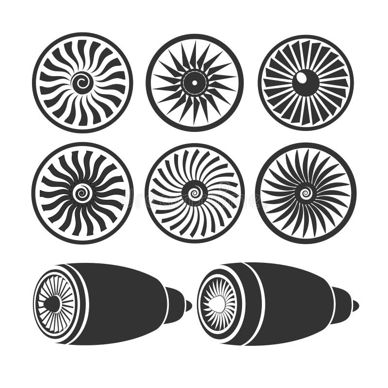 Blades Of Turbines Of The Engine, Airplane Engine Silhouettes Mo Stock ...