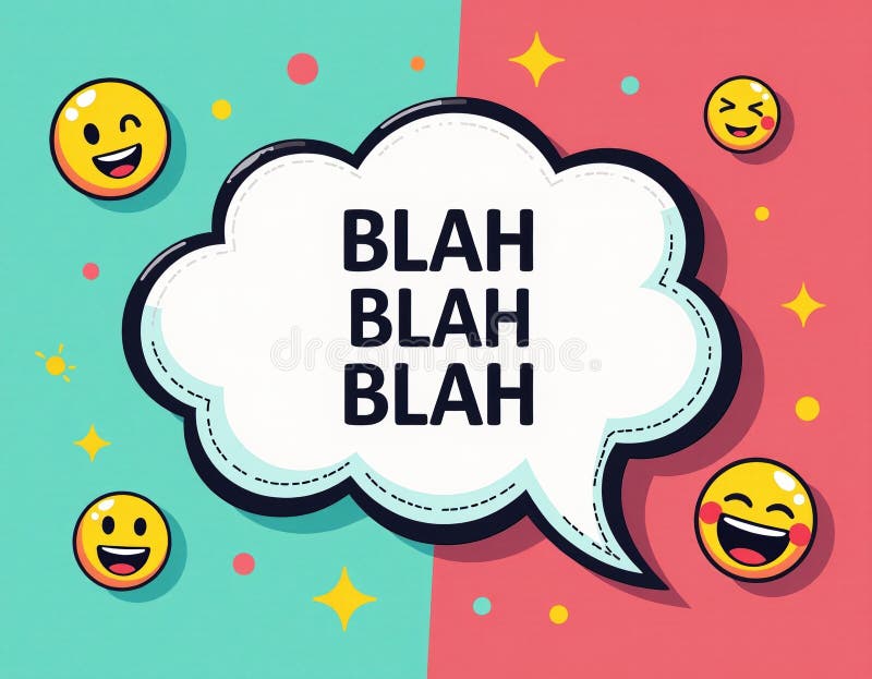 Blah Blah Blah Emojis Speech Bubble Pop Art Graphic Stock Illustration ...