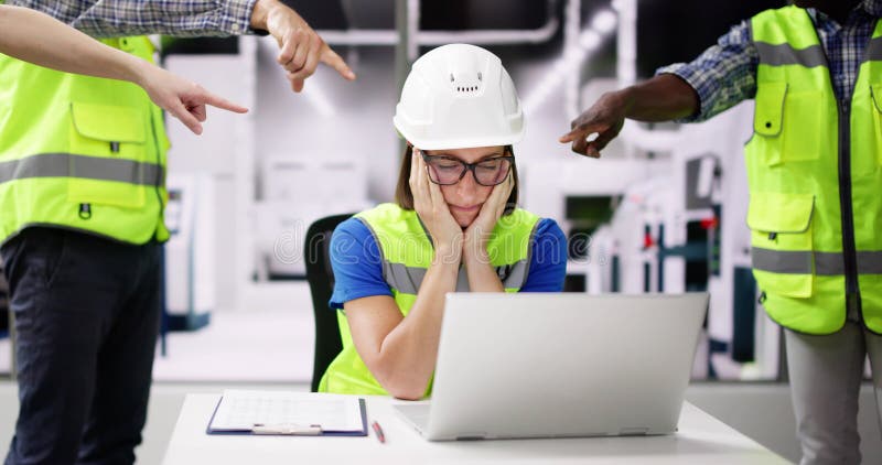 Blaming and Bullying Engineer. Pointing Finger Stock Image - Image of ...