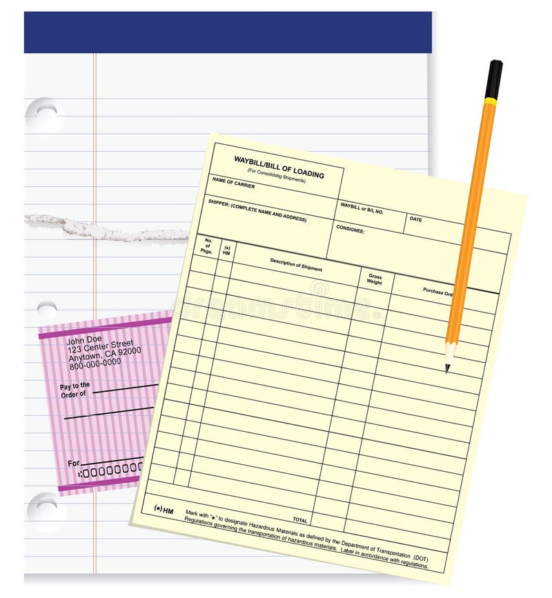 Blanc De Chèque De Banque Et De Bordereau D'expédition Illustration de ...