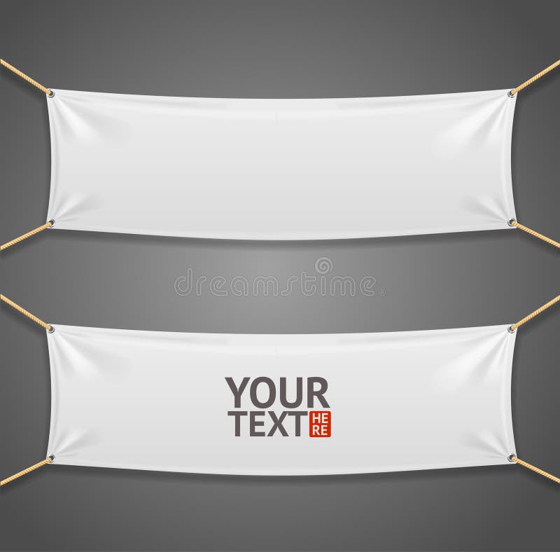 Blanc Fabric Rectangular Banner with Ropes. Vector Stock Vector ...