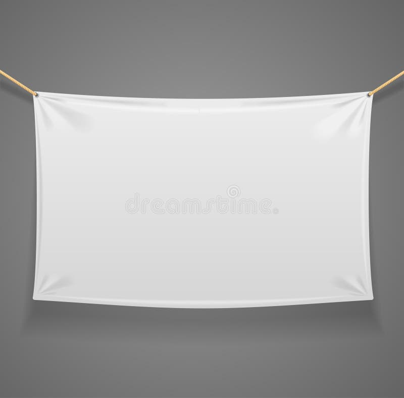 Blanc Fabric Rectangular Banner with Ropes. Vector Stock Vector ...