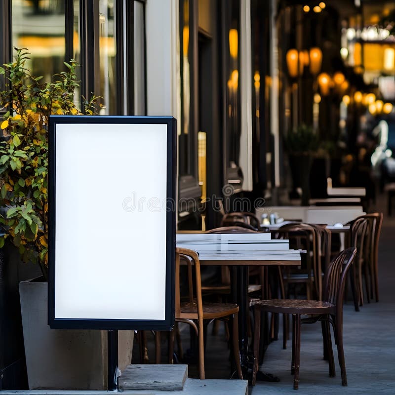 Blanc White Restaurant Sign . Sidewalk Cafe Promotional Board Stock ...