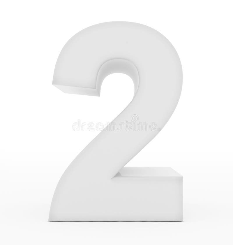 Blanco 3d Del Número 2 Aislado En Blanco Stock de ilustración ...