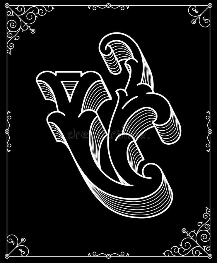 Blanco Del Vector En La Letra Negra V Stock de ilustración ...