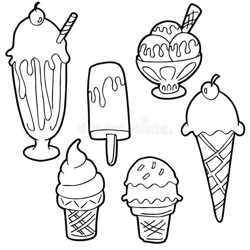 Blanco Y Negro Determinado De La Historieta Del Helado Ilustración del ...