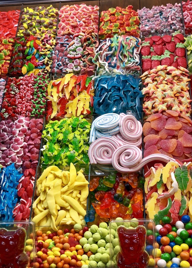 Blandade Godisar Inklusive Klubbor, Gummibollar Fotografering för ...