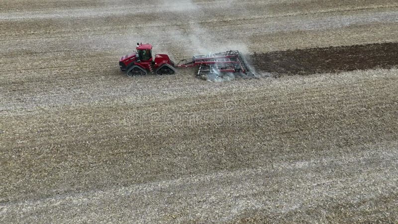 Arial View of a Case 500 Quadtrac Tractor Pulling a Case 870 Disk ...