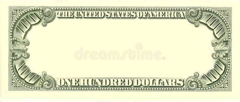 Blank 100 Dollar Bill Reverse Side Stock Illustration - Illustration of ...