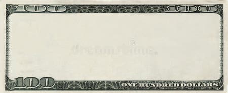 Blank 100 Dollars Bank Note with Copyspace Stock Illustration ...