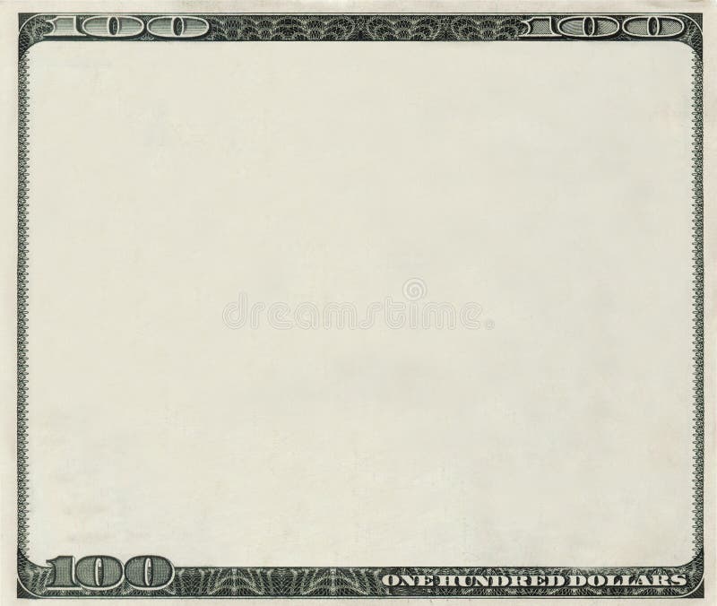 Blank 100 Dollars Bank Note with Copyspace Stock Illustration ...