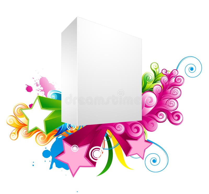Blank 3d box with stars stock illustration. Illustration of swirl ...
