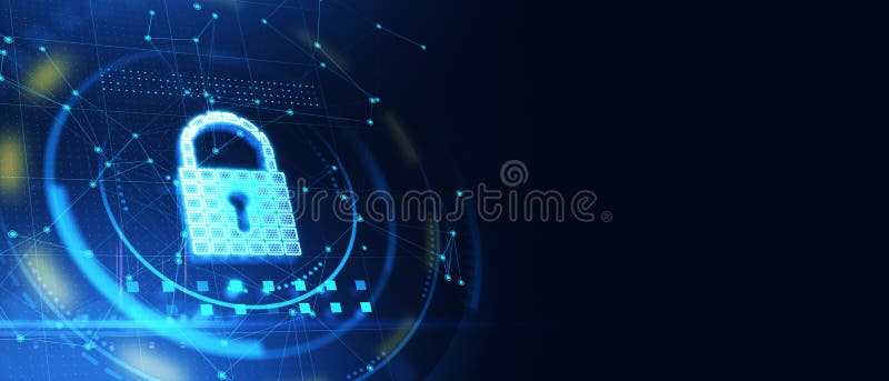 Blank Abstract Technological Background with Copyspace and Glowing Lock ...