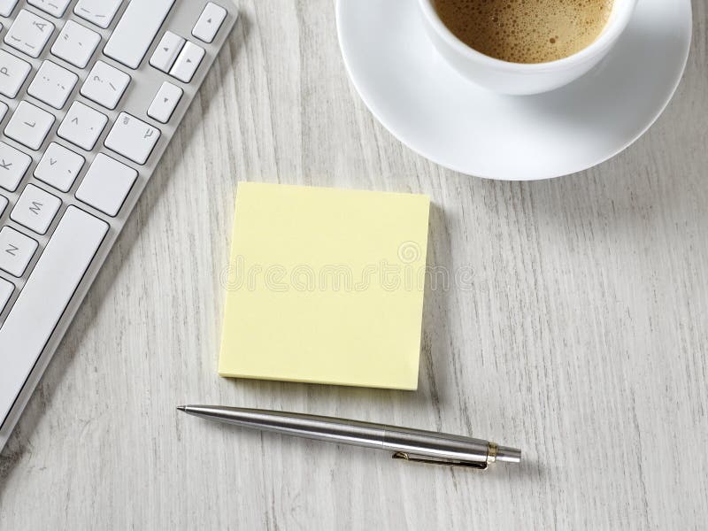 Blank Adhesive Note on Desk Stock Image - Image of figure, copy: 107628371