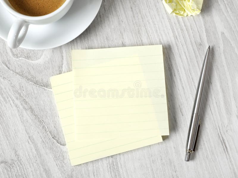 Blank Adhesive Note on Desk Stock Image - Image of adhesive, coffee ...