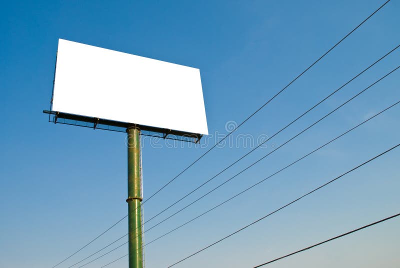 Blank Advert Billboard with Blue Sky and Cables Stock Image - Image of ...