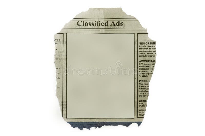 Blank Advertisement on Classified Ads Stock Image - Image of newspaper ...