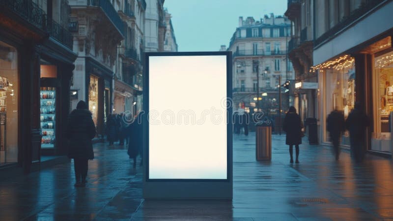 Blank Advertisement Billboard on a City Street at Dusk Stock ...