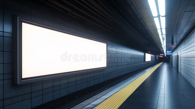 Blank Advertisement Billboard in a Subway Station Stock Illustration ...