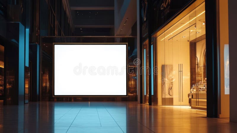 Blank Advertisement Display in a Modern Retail Space Stock Illustration ...