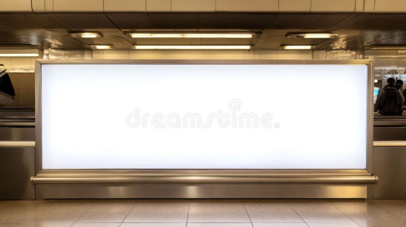 Blank Advertisement Sign in a Modern Interior Space Stock Illustration ...