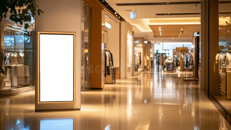 Blank Advertisement Sign in a Modern Shopping Mall Corridor Stock ...