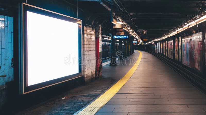 Blank Advertisement on a Subway Platform Wall Stock Illustration ...