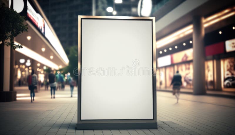 Blank Advertising Banner on Mall Background, Mockup Stock Illustration ...